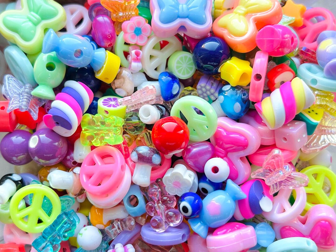 90s Bead Soup, DIY Bead Kit, Mixed Colourful Beads, Y2K Beaded Mix ...