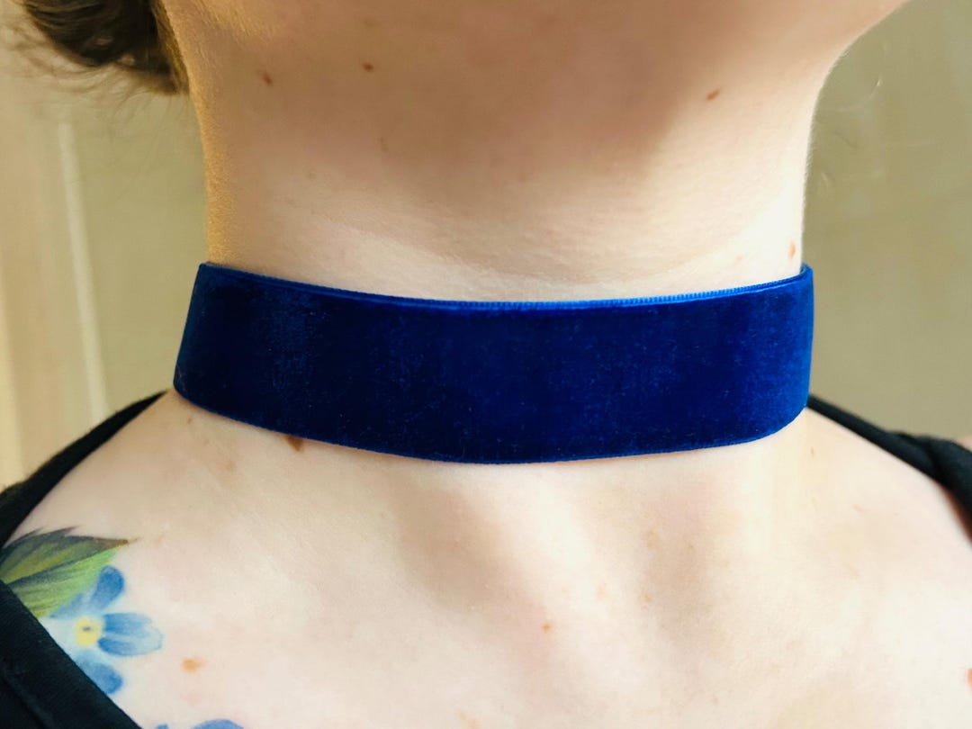 Blue Velvet Choker, Victorian Style Ribbon Choker, 25mm Black Velvet ...