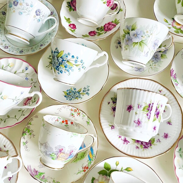 Mismatched Tea Cups - Etsy