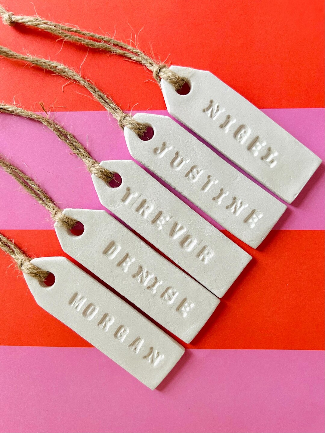 Personalised Gift Tags, Personalised Name Clay Tags, Stocking Name Tag ...