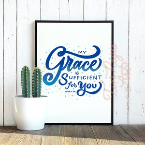 His Grace is Sufficient Bible Verse, Printable Wall Art, Digital ...