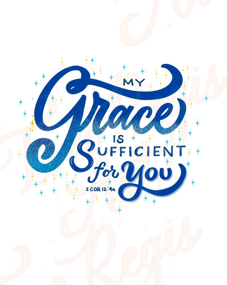 His Grace is Sufficient Bible Verse, Printable Wall Art, Digital ...