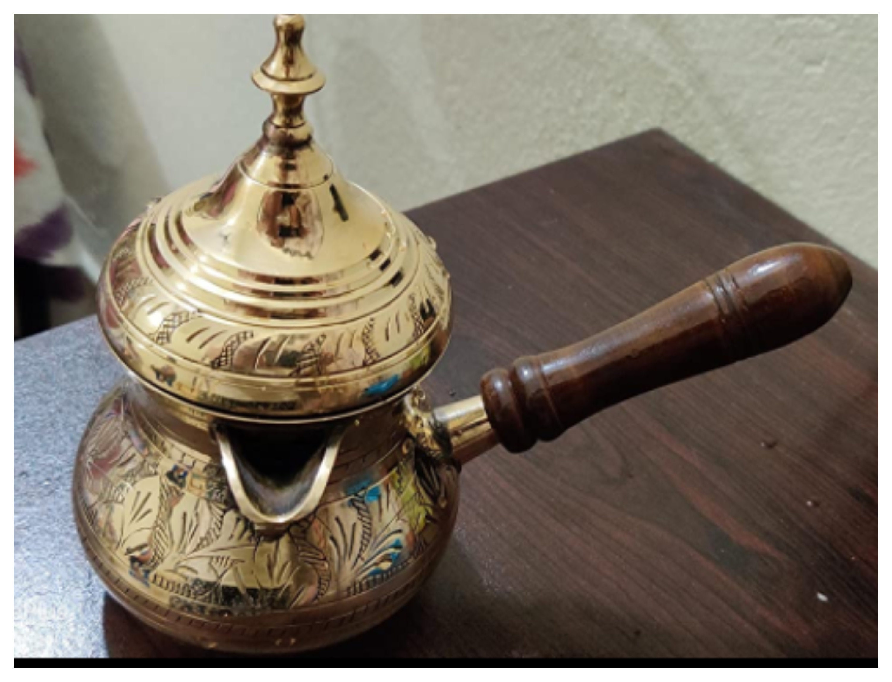 Brass Turkish Kettle with Cover for Making TeaCoffee Color | Etsy