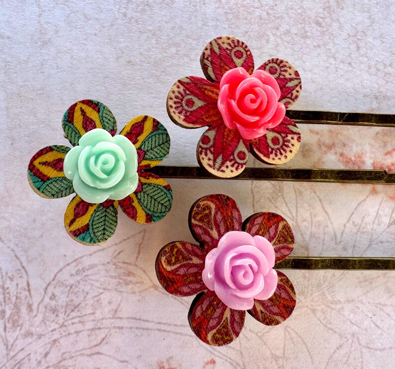 Vintage Style Flower Bobby Pin Set, Hair Barrettes for Women and Girls ...