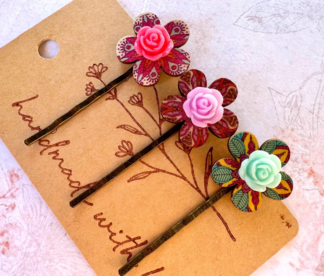 Vintage Style Flower Bobby Pin Set, Hair Barrettes for Women and Girls ...