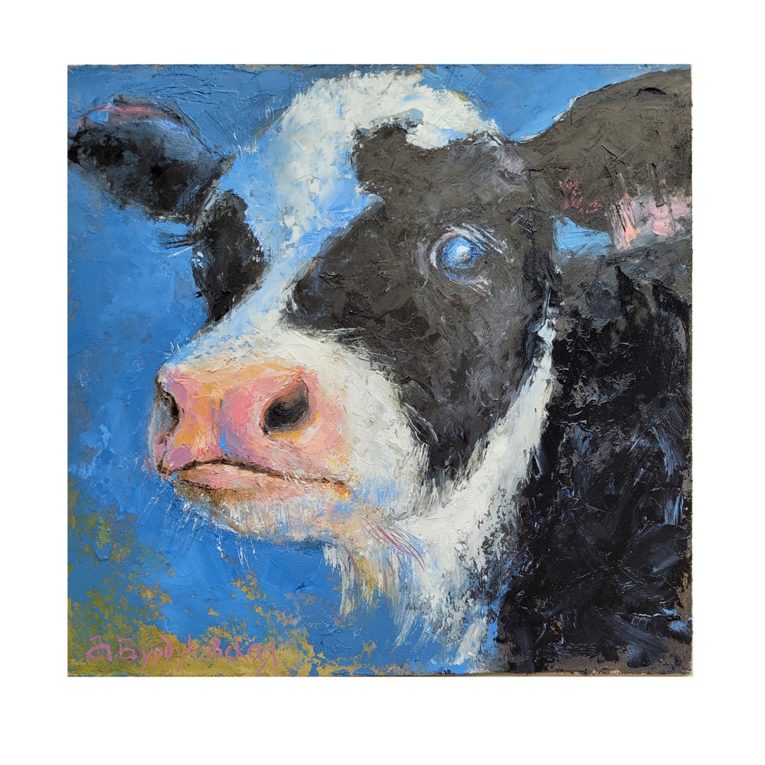 Cow Painting Farm Animal Original Art Cottagecore Wall Decor - Etsy