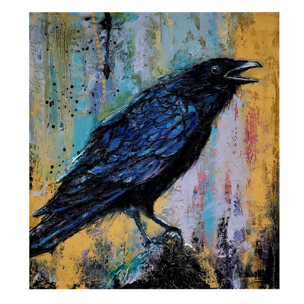 Raven Painting - Etsy
