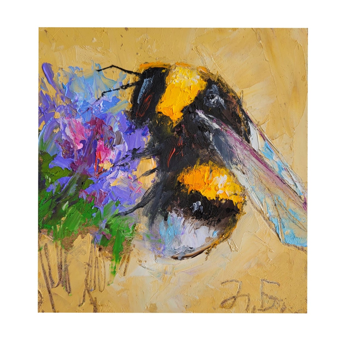 Bumblebee Painting Honey Bee Wall Art Bee Original Art Miniature ...