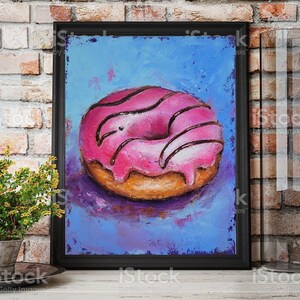 Donut Painting Doughnut Original Art Dessert Artwork Small - Etsy