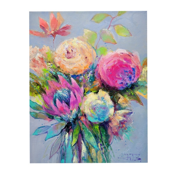Pink Flower Painting - Etsy