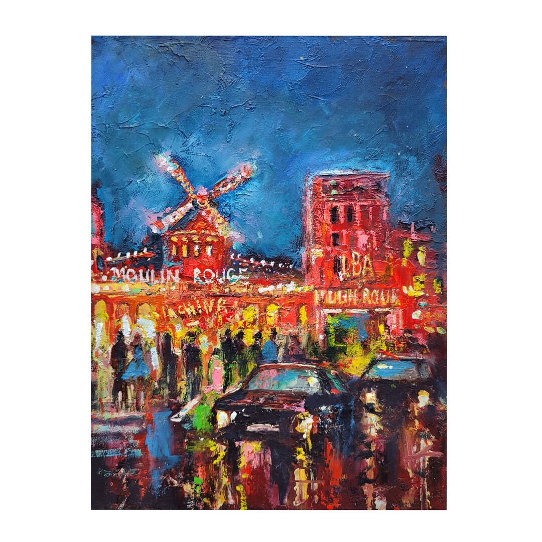 Paris Painting Cityscape Original Art Landscape Wall Art Moulin Rouge ...