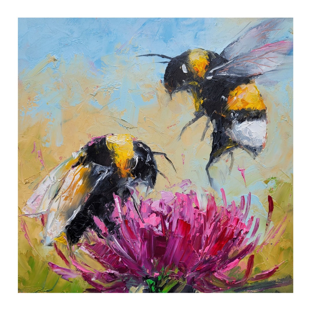 Bumblebee Painting Bee Original Art Honey Bee Wall Art Miniature ...