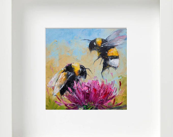 Bumblebee Painting Bee Original Art Honey Bee Wall Art Miniature ...