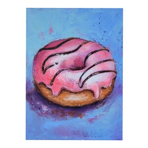 Donut Painting Doughnut Original Art Dessert Artwork Small - Etsy