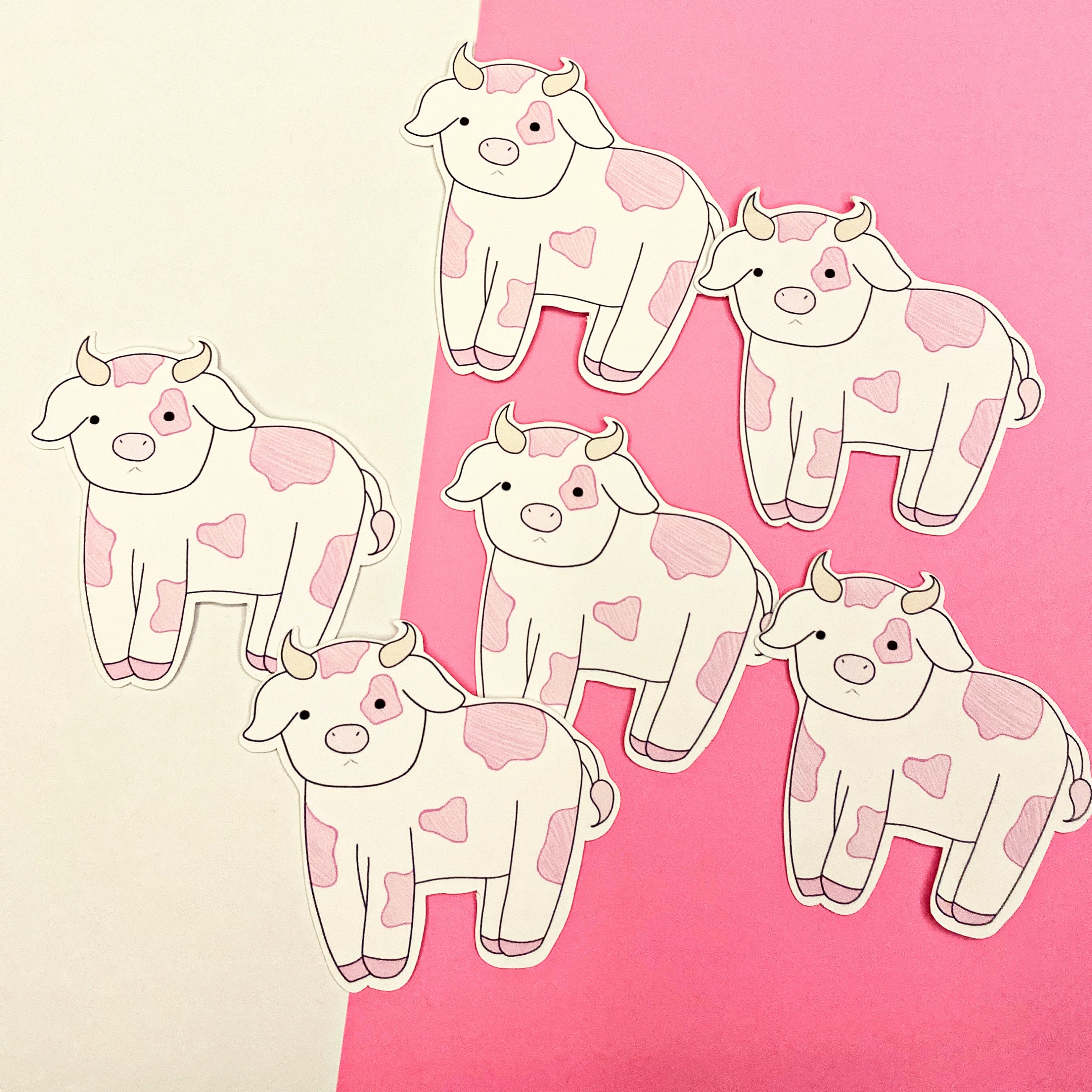 Strawberry Cow Sticker Strawberry Shortcake & Milk Sticker - Etsy