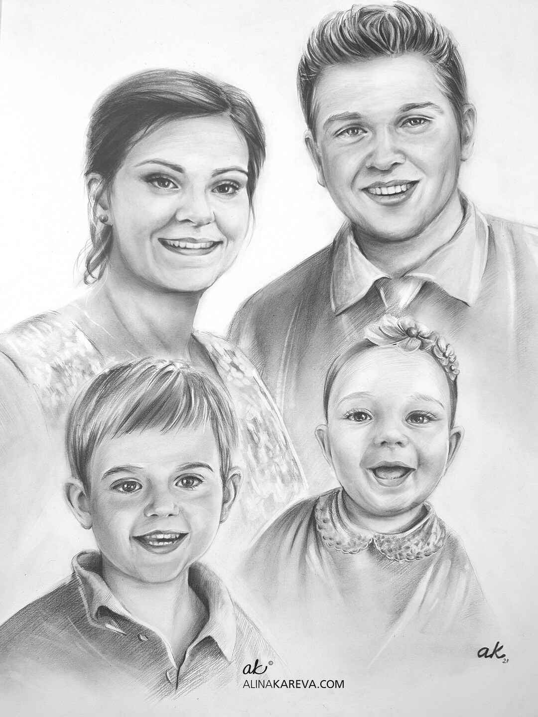 Drawing Pencil, Charcoal, Wedding Individual Portrait From Photo ...