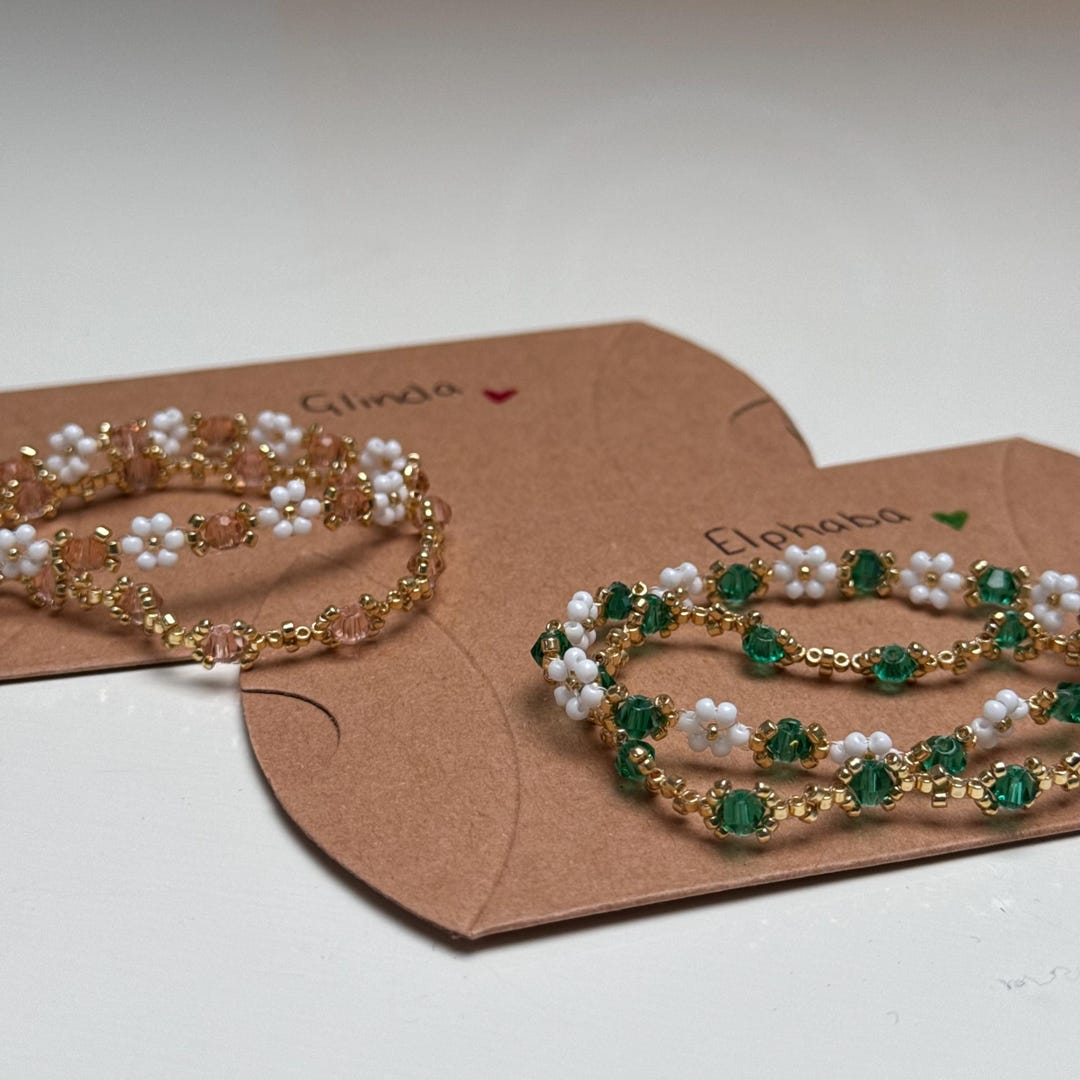 The GLINDA to My ELPHABA Set. Dainty Glass Seed Bead Bracelets. Daisy ...