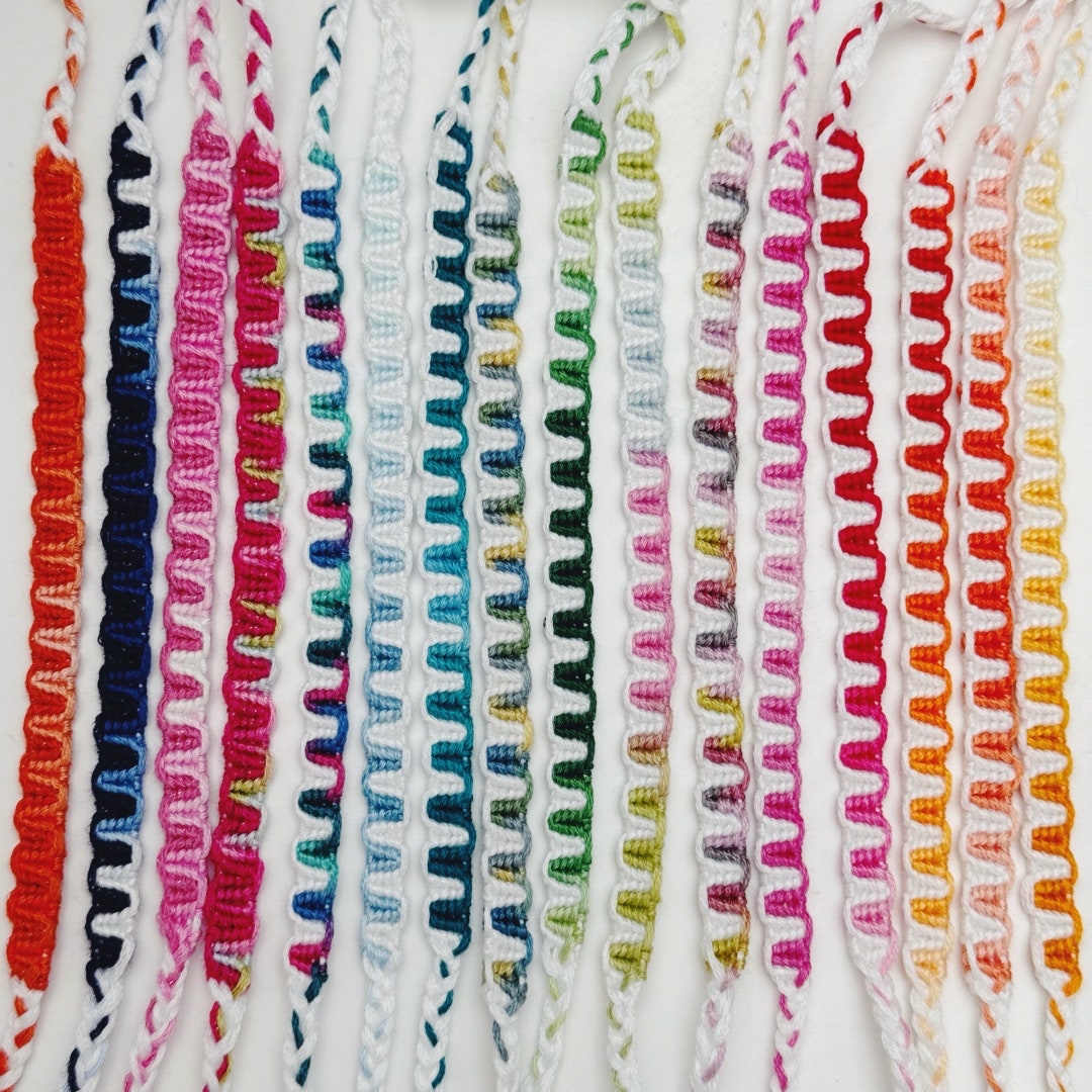 VERTICAL WAVE BRACELET. Ombre Thread Friendship Bracelet. Embroidery ...