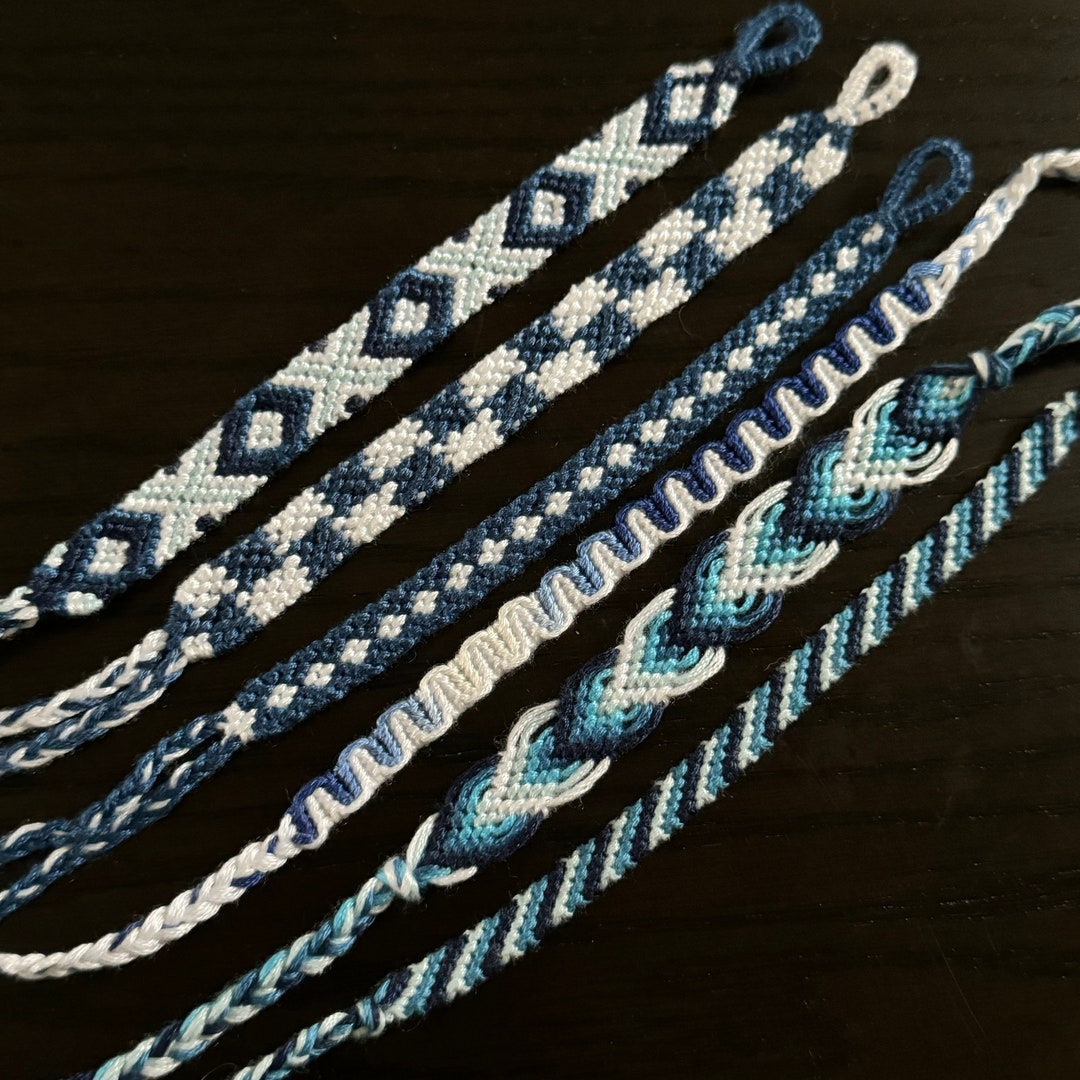 THREAD FRIENDSHIP BRACELETS. Blue Whale Set! Stackable Tie on Bracelets ...