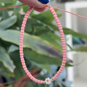 PINK BEAD BRACELET. Coral Pink. String Bracelets. Wax Polyester Thread ...