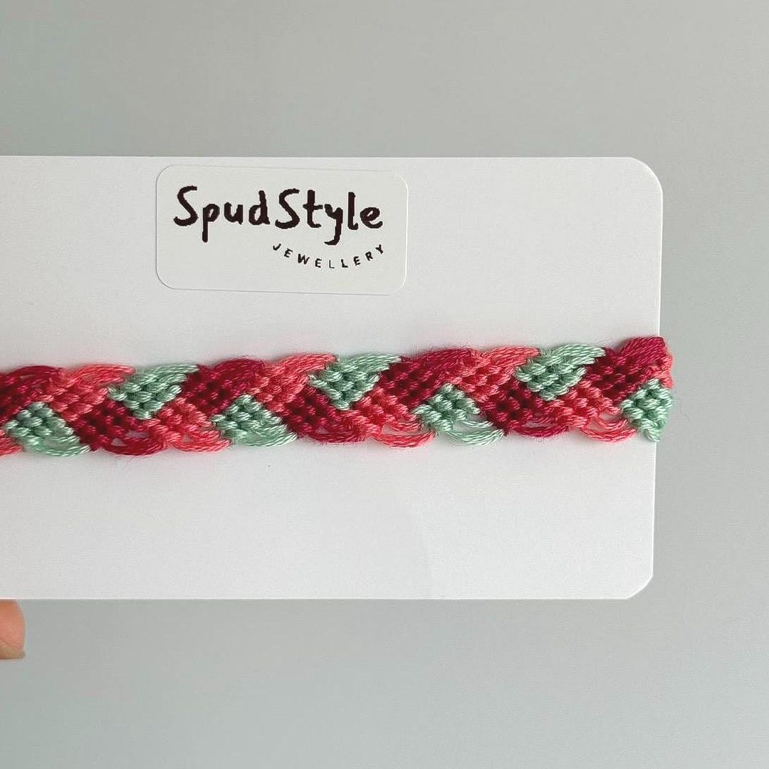 THREAD BRACELET. Leaf / Braid Pattern. Embroidery Thread Tie on ...