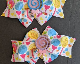 Candy Hair Bow, Pink Candy Bow, Leather Bows, Girls Candy Bow, Toddler ...
