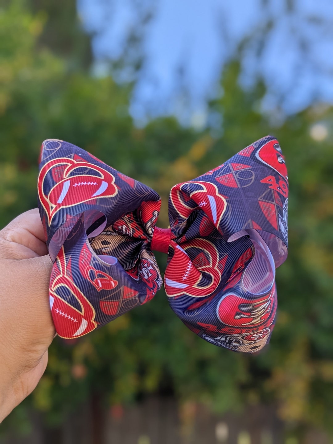 SF Hair Bows / 49 Pigtails / Football Team Hair Bows - Etsy