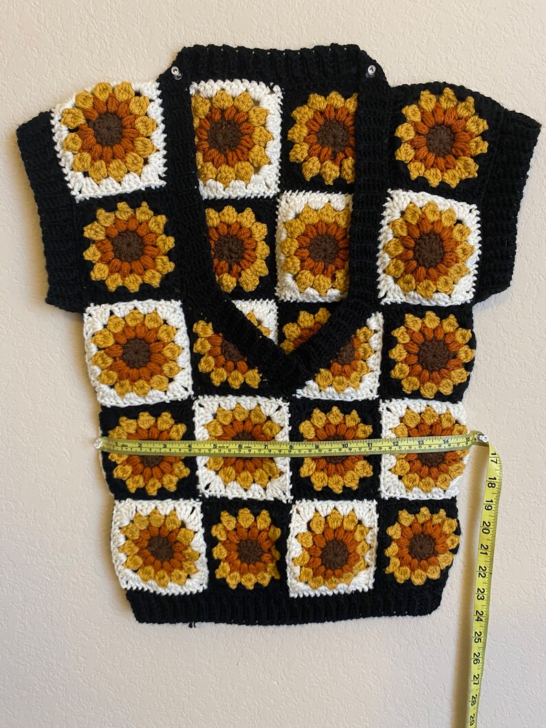 Sunflower Granny Square Vest - Etsy