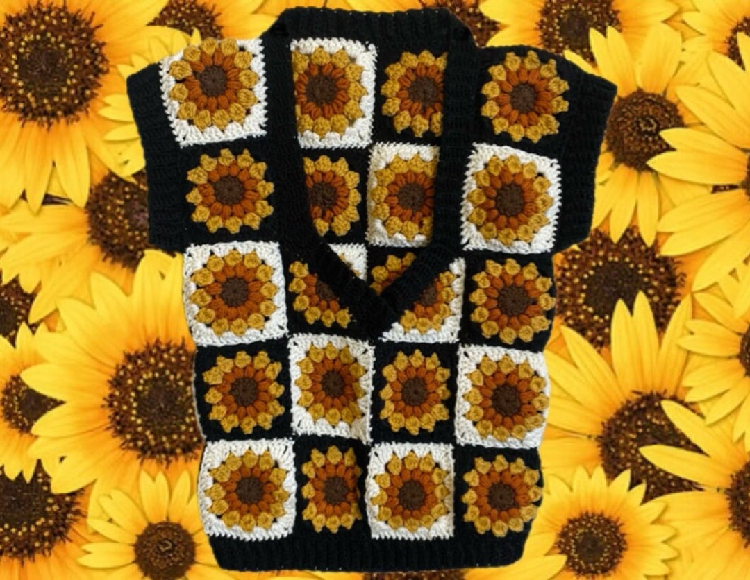 Sunflower Granny Square Vest - Etsy