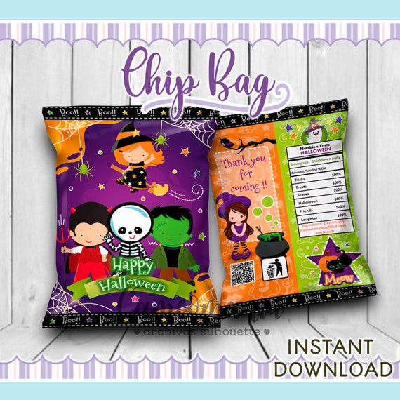 Halloween Chip Bag Printable Halloween Party Halloween Chip | Etsy