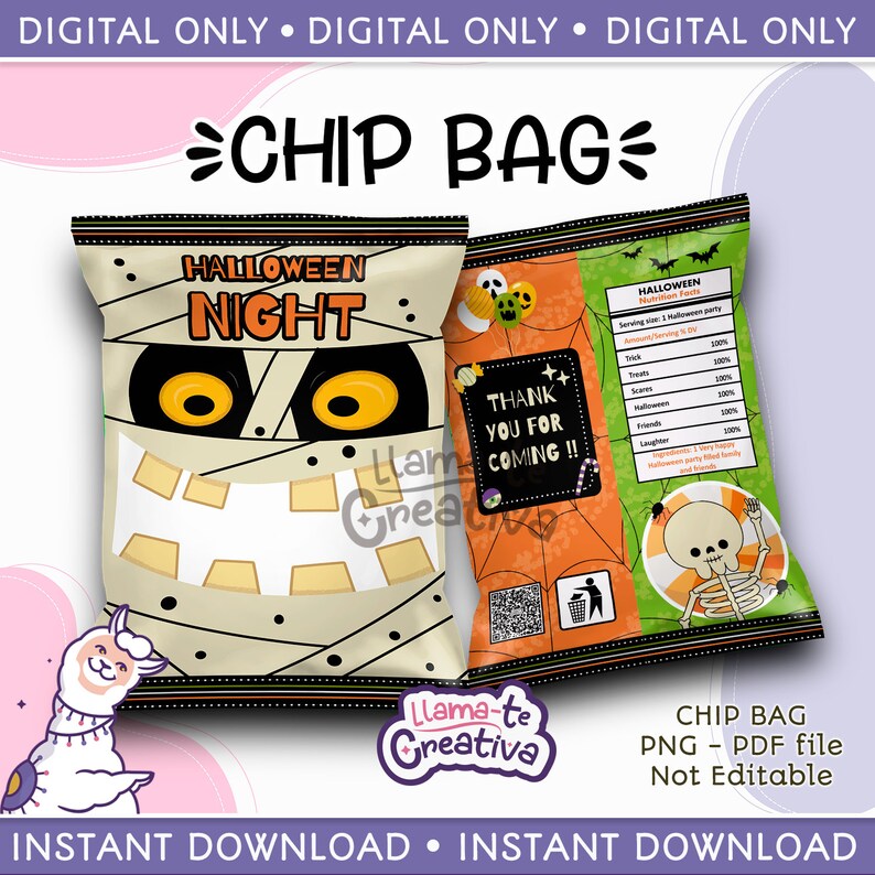 Halloween Pack Chip Bag Printable Halloween Party Halloween - Etsy