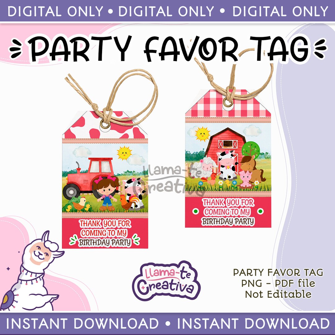 Two Farm Girl Tags, Digital File Only, Farm Girl Birthday Party, Farm ...