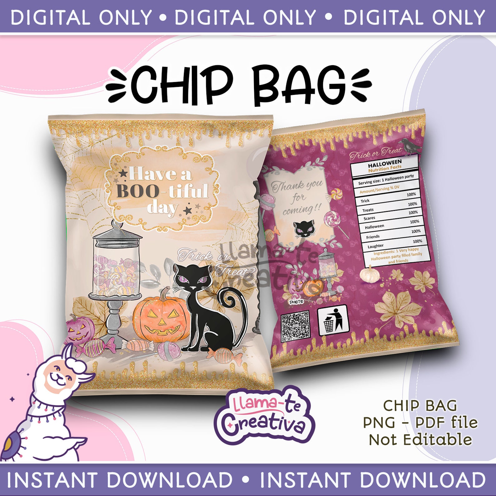 Halloween Chip Bag Printable Halloween Party Halloween Chip - Etsy