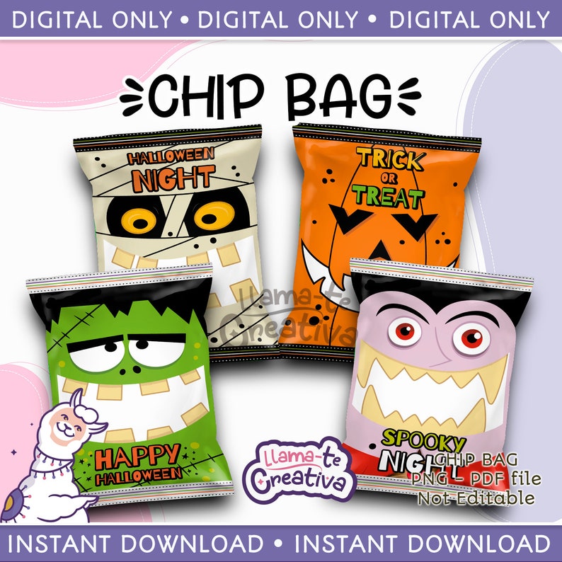 Halloween Pack Chip Bag Printable Halloween Party Halloween - Etsy
