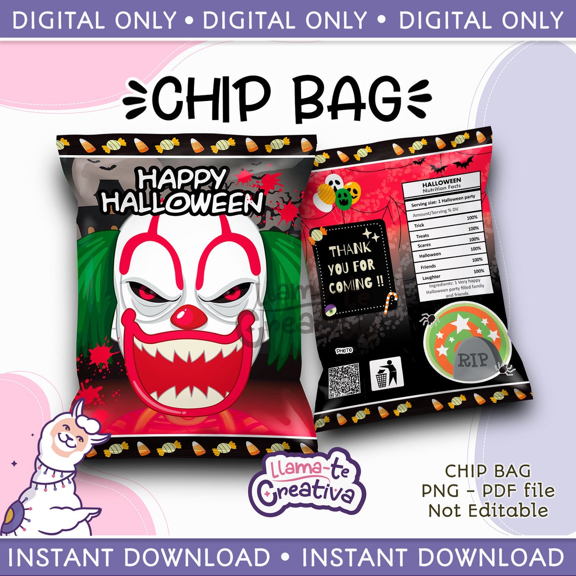 Halloween Chip Bag Printable Halloween Party Halloween Chip - Etsy