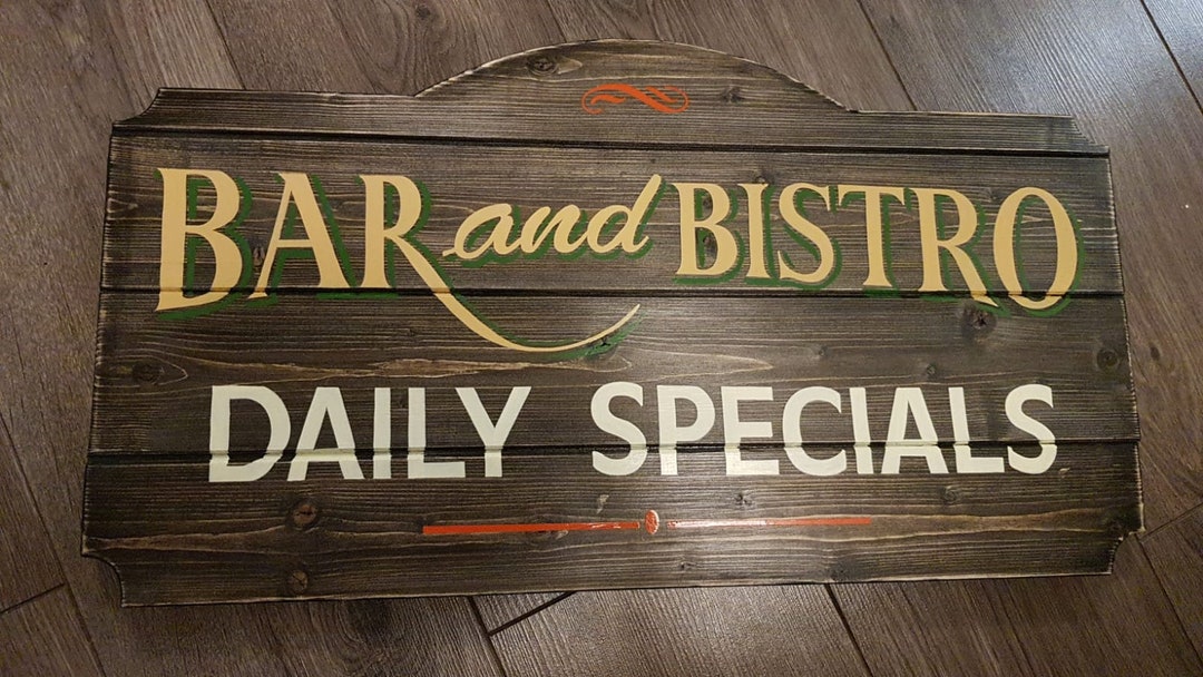 Personalised Bar Sign, Vintage Look 100% Handmade and Hand Painted ...