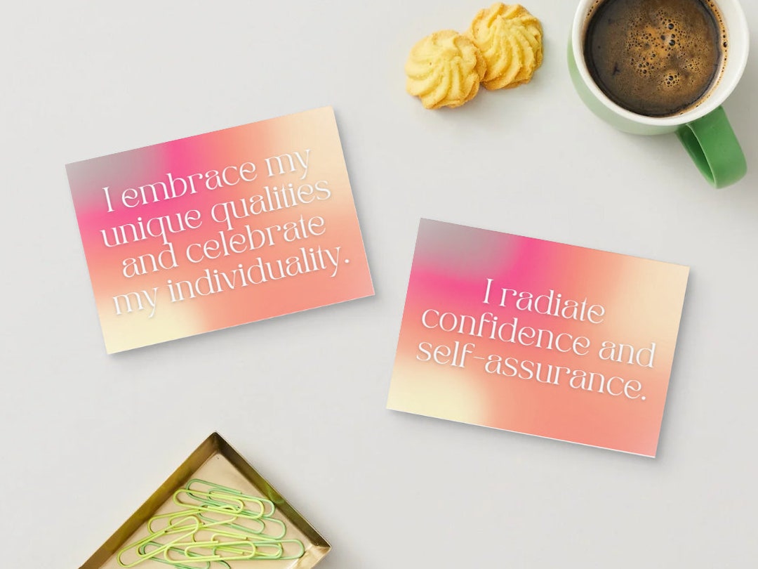 100 Affirmation Cards - Self Love, Pink Gradient, Manifestations Goals ...
