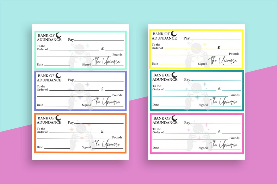 Manifestation Cheque | Printable Check | Law of Attraction | the Secret ...