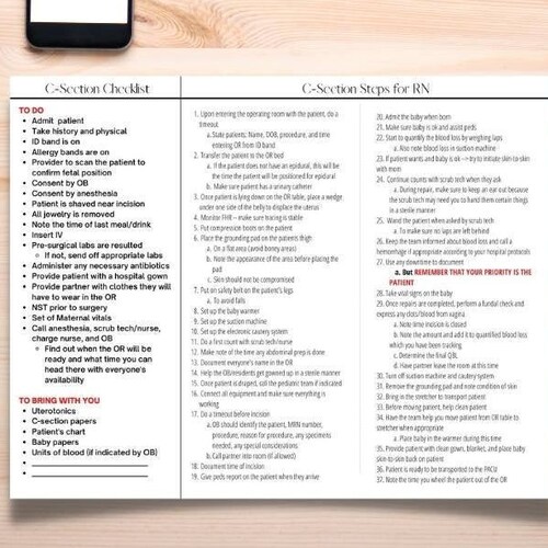 Labor and Delivery Nurse C-section Cheat Sheet | Etsy
