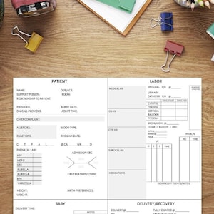 Labor and Delivery Nurse Report Sheet Printable PDF | RN, Template ...