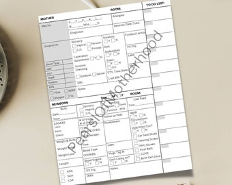 Postpartum / Mother Baby Nursing Report Sheet & Nursing Brain - Etsy