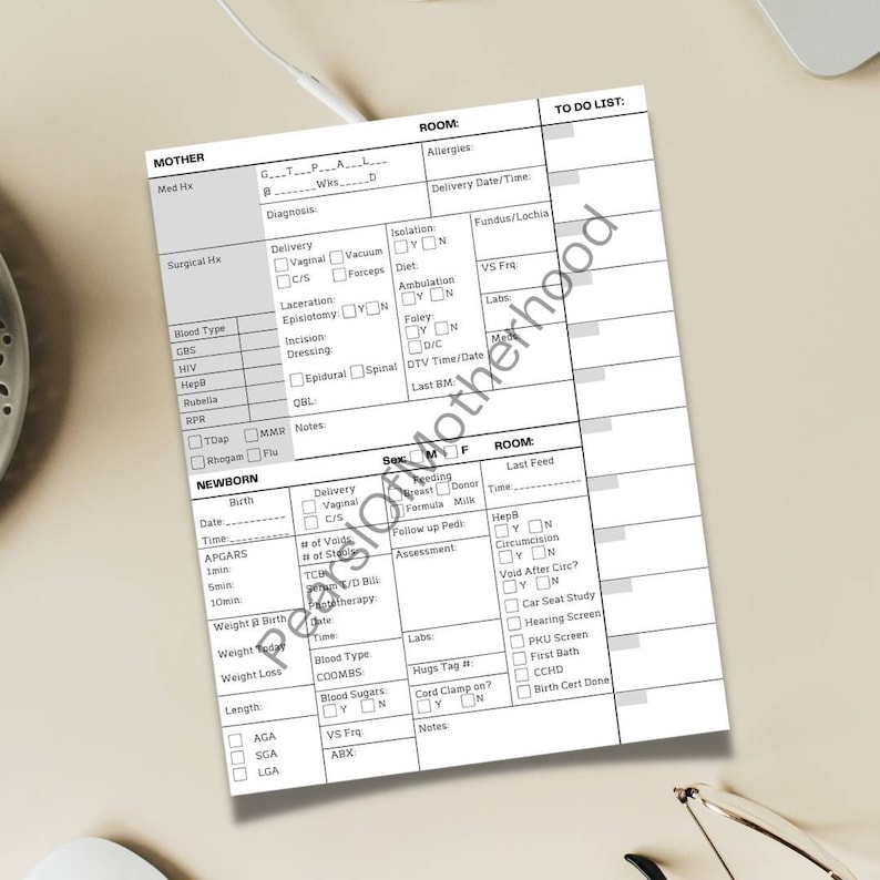 Mother Baby Nurse Report Sheet for 1 Couplets Printable PDF - Etsy