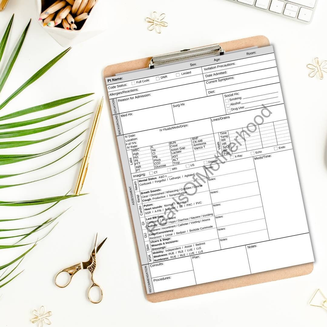 Medsurg Nurse Detailed Report Sheet Printable PDF Nurse Brain Sheet ...