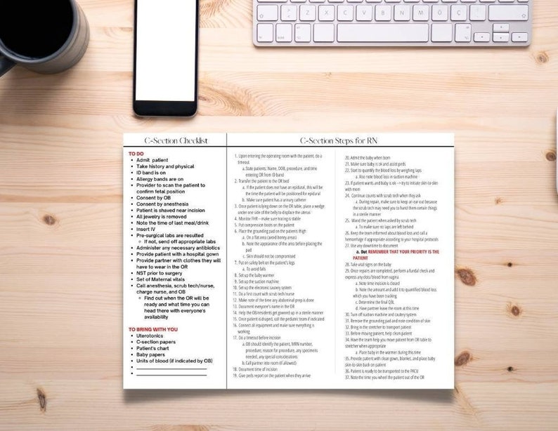 Labor and Delivery Nurse C-section Cheat Sheet | Etsy