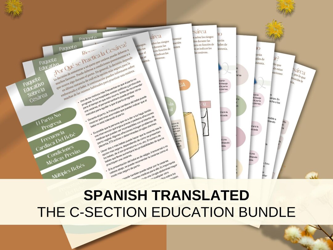 SPANISH Translated C-section Education Bundle Handouts PDF Printable ...