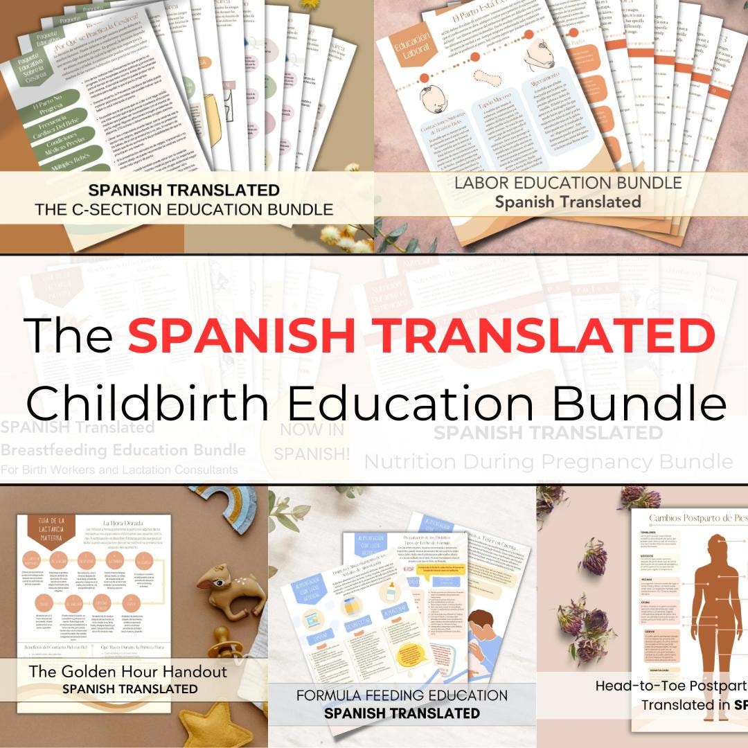 SPANISH Translated Childbirth Education Handout Bundle | Labor ...