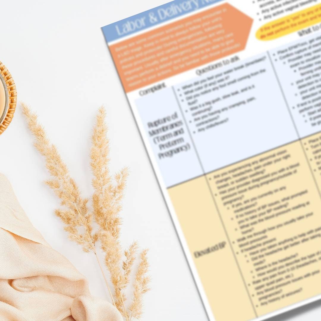 Labor and Delivery Triage Nurse Cheat Sheet Printable PDF | Triage ...