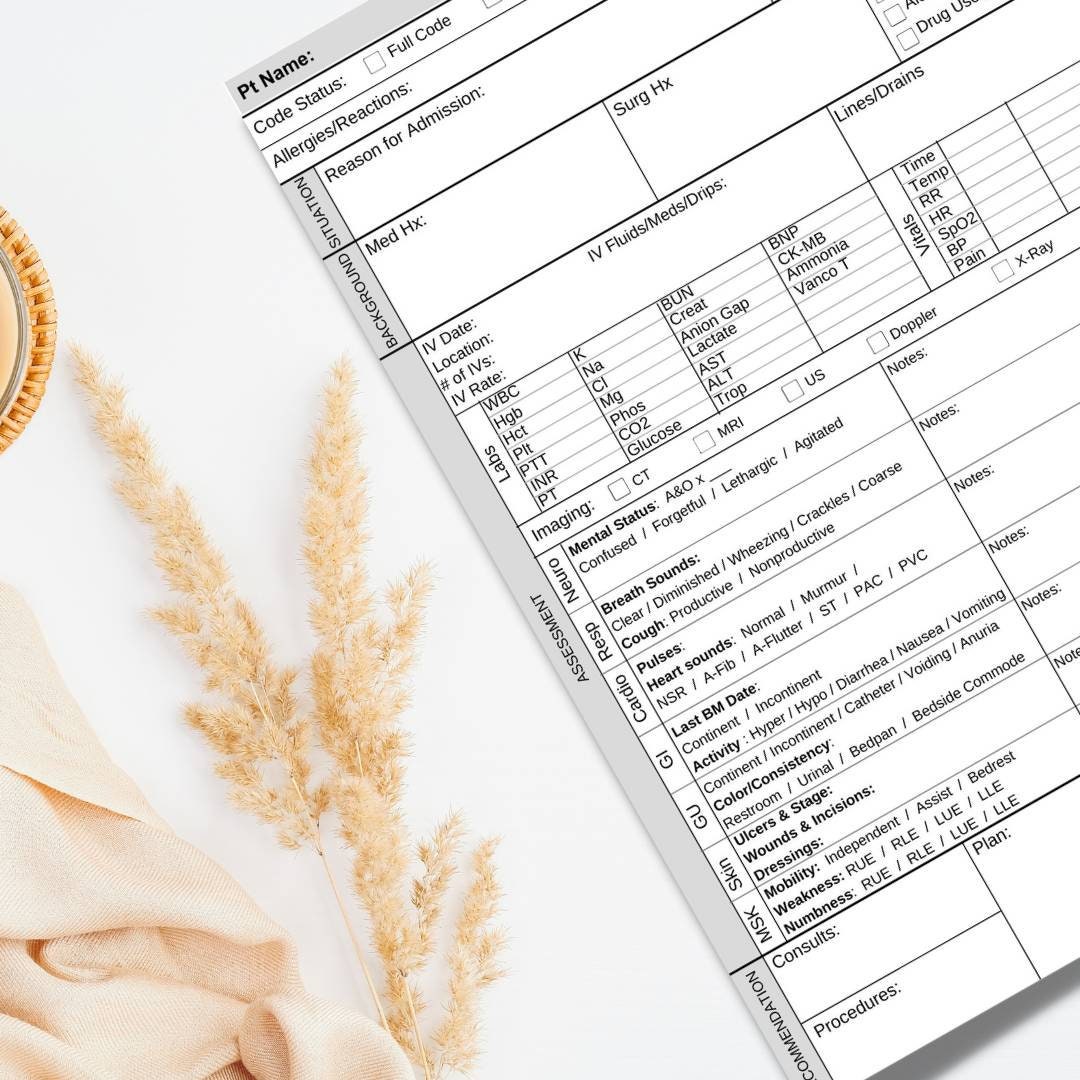 Medsurg Nurse Detailed Report Sheet Printable PDF | Nurse Brain Sheet ...