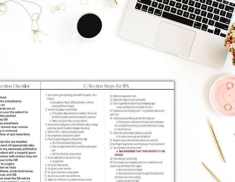 Labor and Delivery Nurse C-section Cheat Sheet | Etsy