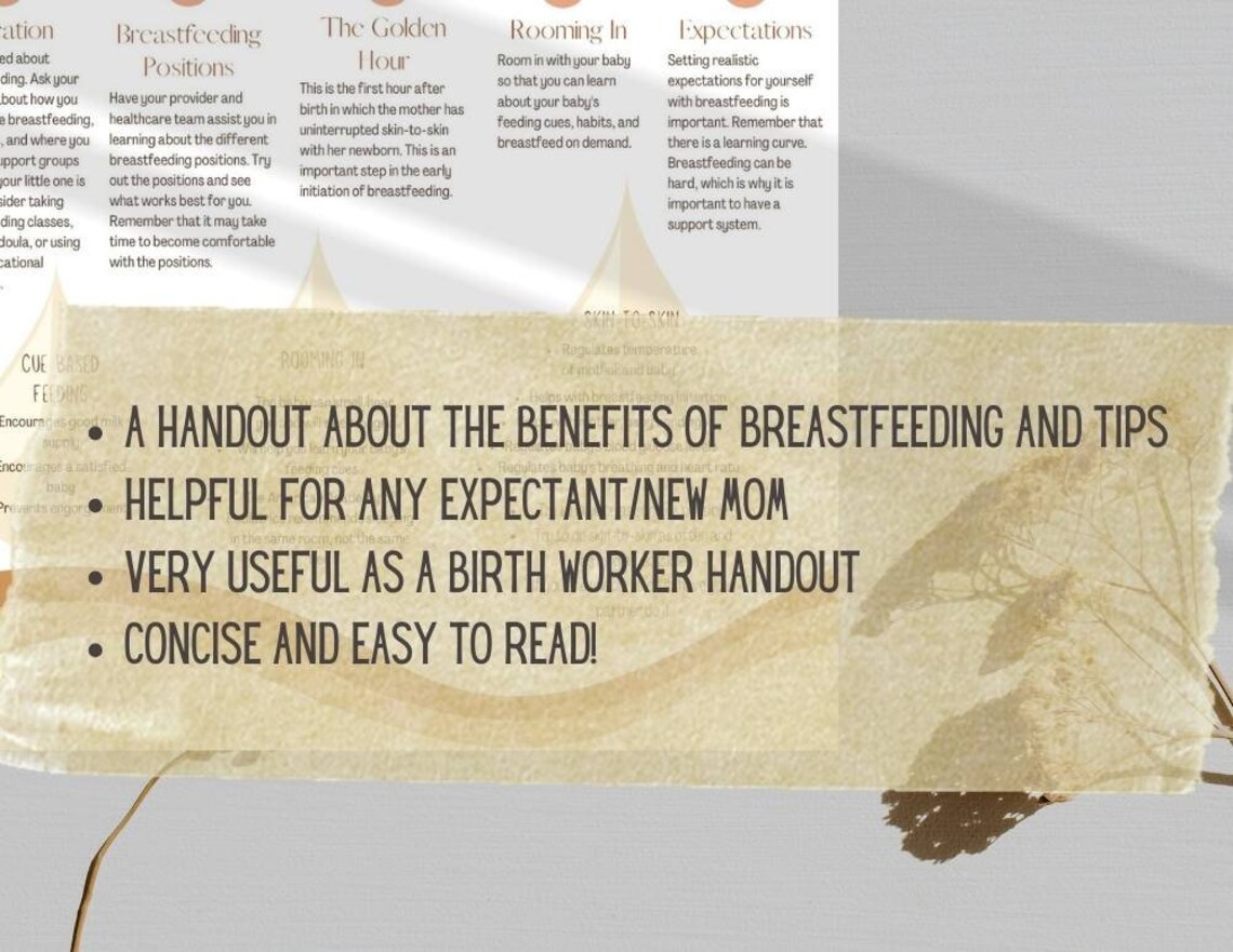 Benefits of Breastfeeding Handout Printable PDF Lactation, Doula ...